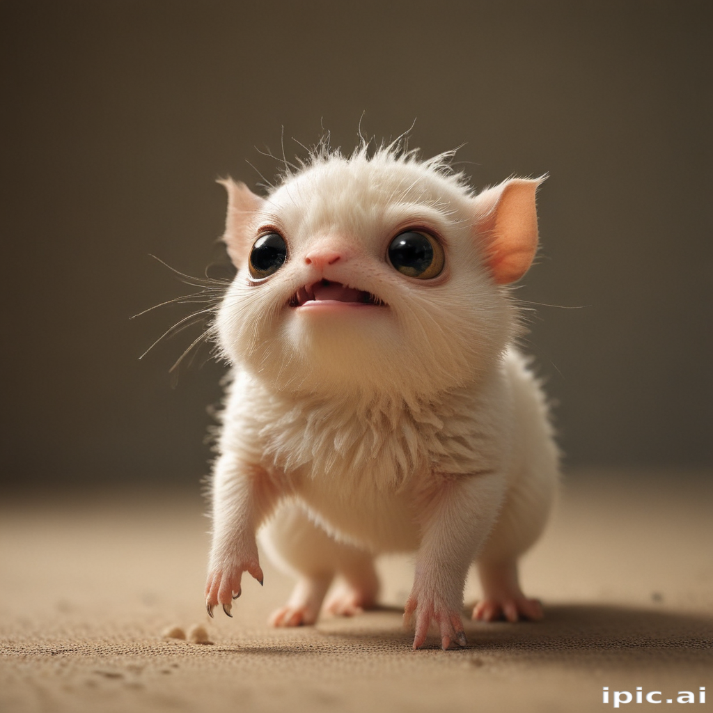 A Cute and Fluffy Creature with Large Eyes and Tiny Ears.
