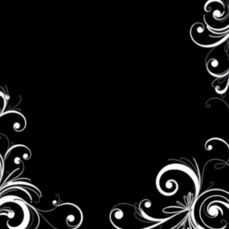Create a black background with intricate white swirls and curls in the ...