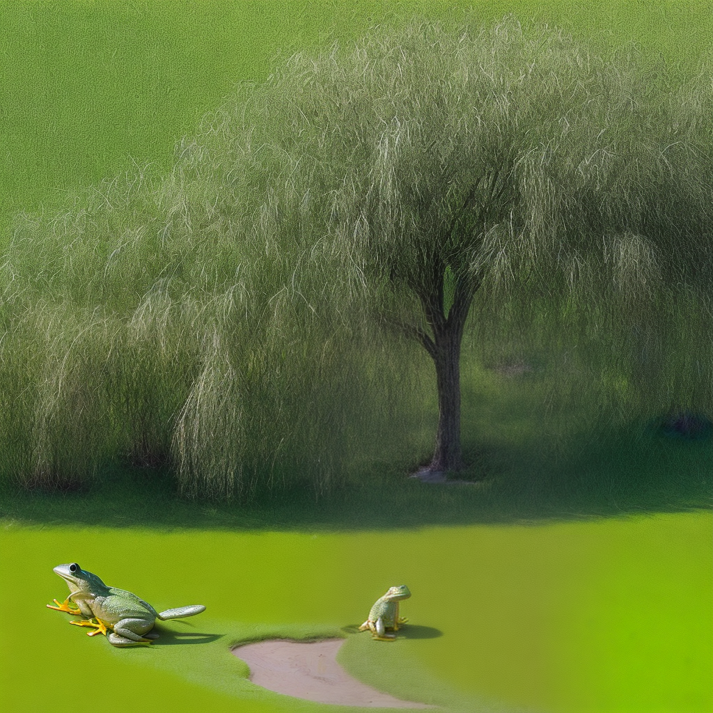 willow tree is laughing at the frog