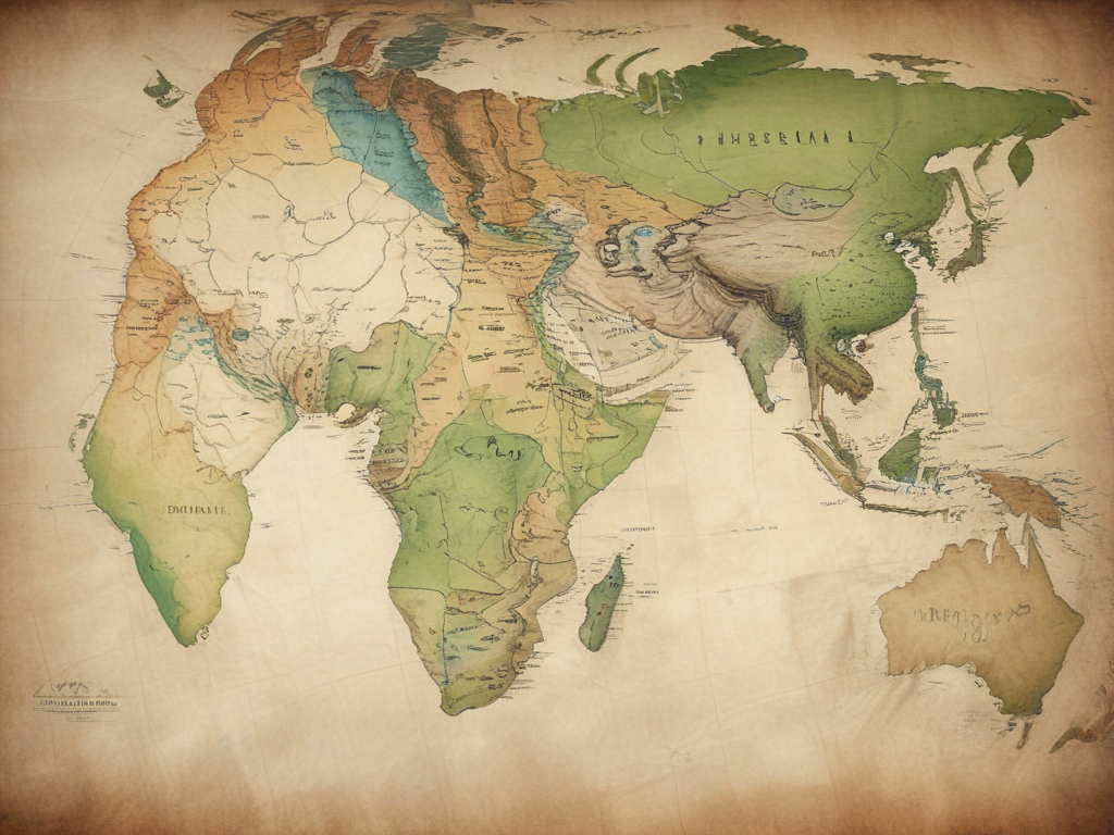 world map focusing indian sub continent