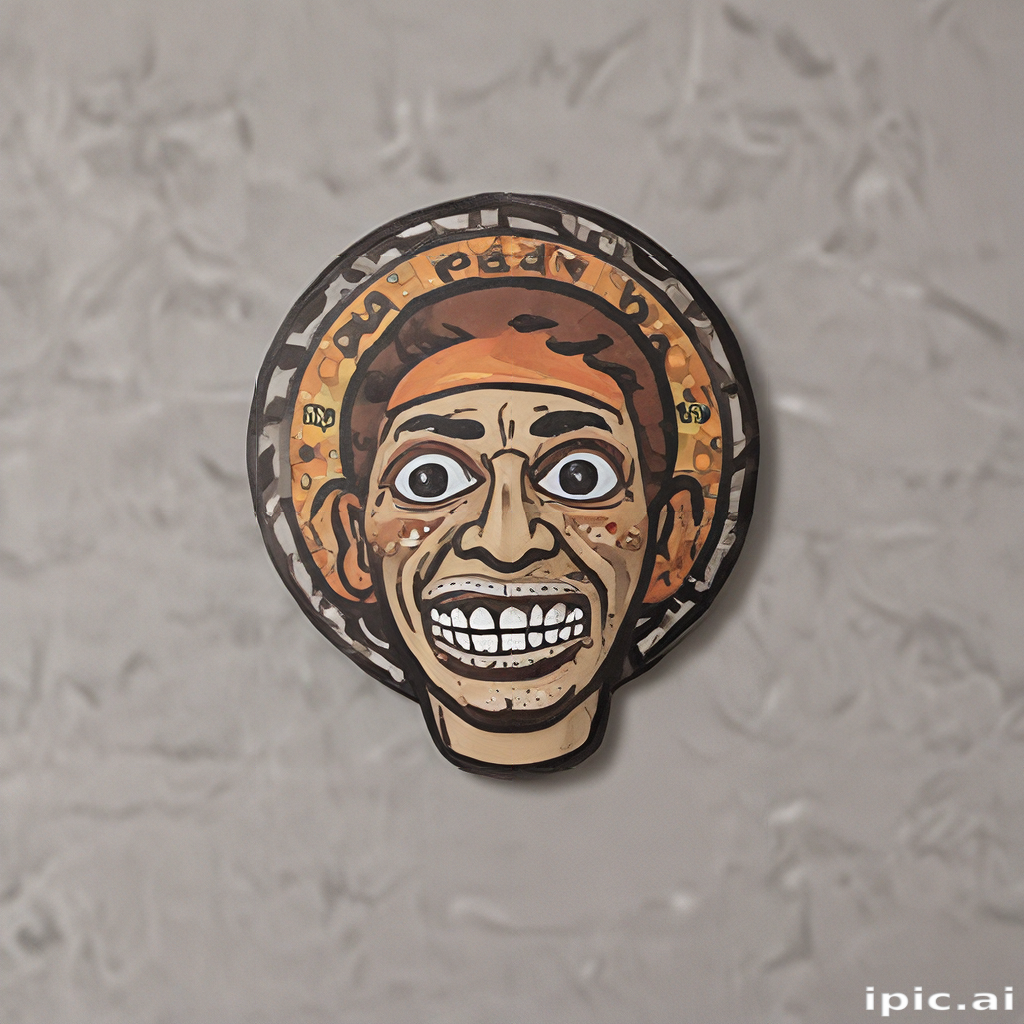 Whimsical Illustration of a Grinning Character with Unique Facial Features