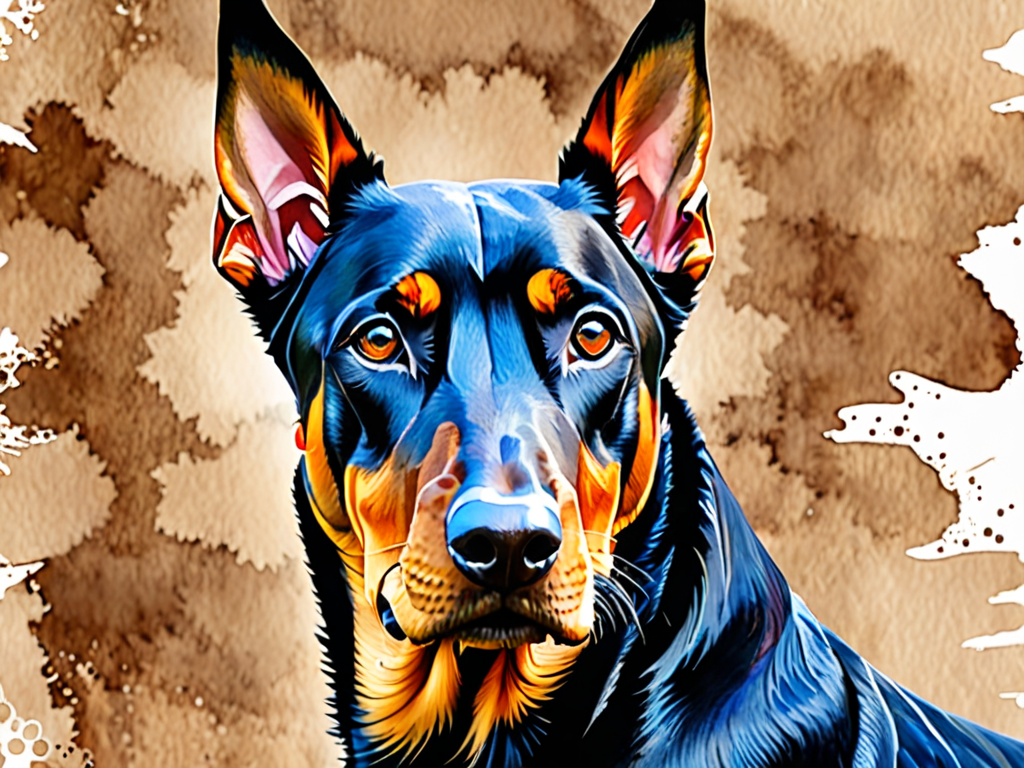 doberman dog, champion, gorgeous, with long hair, detailed, high ...