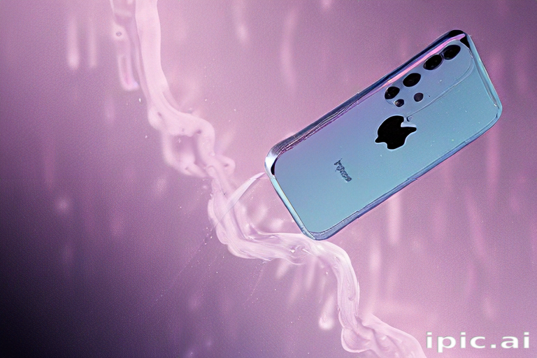 Modern Smartphone Floating Gracefully Amidst Vibrant Swirls of Colorful ...