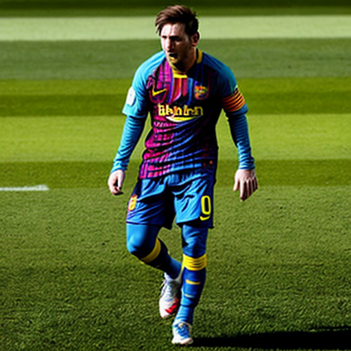 Lionel Messi on the field holding his achievements