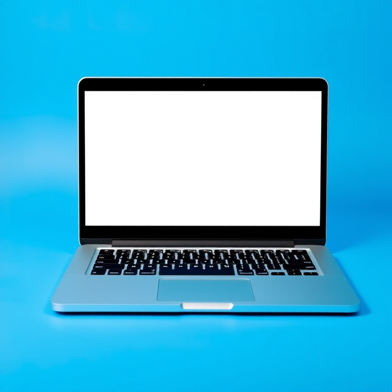 Modern Laptop on a Vibrant Blue Background Ready for Creative Use