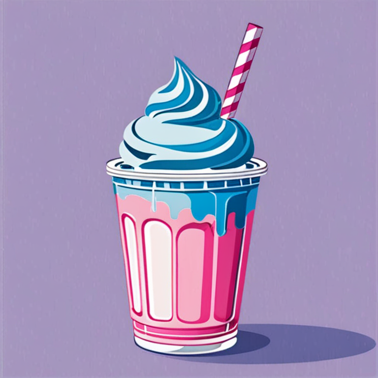 Cute pink and blue milkshake illustration