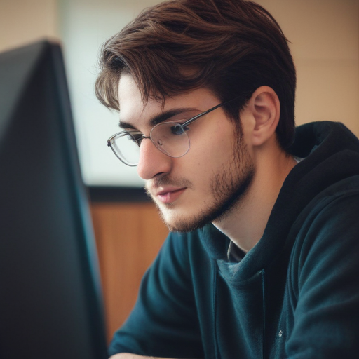 Guy focusing on coding