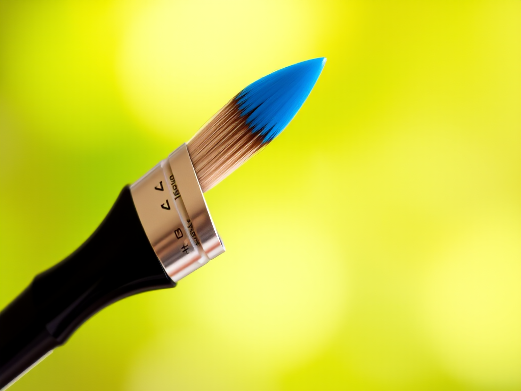Close-Up of a Brush Tip Dipped in Bright Blue Paint