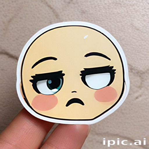 Adorable Cartoon Character with a Pouty Expression and Big Eyes