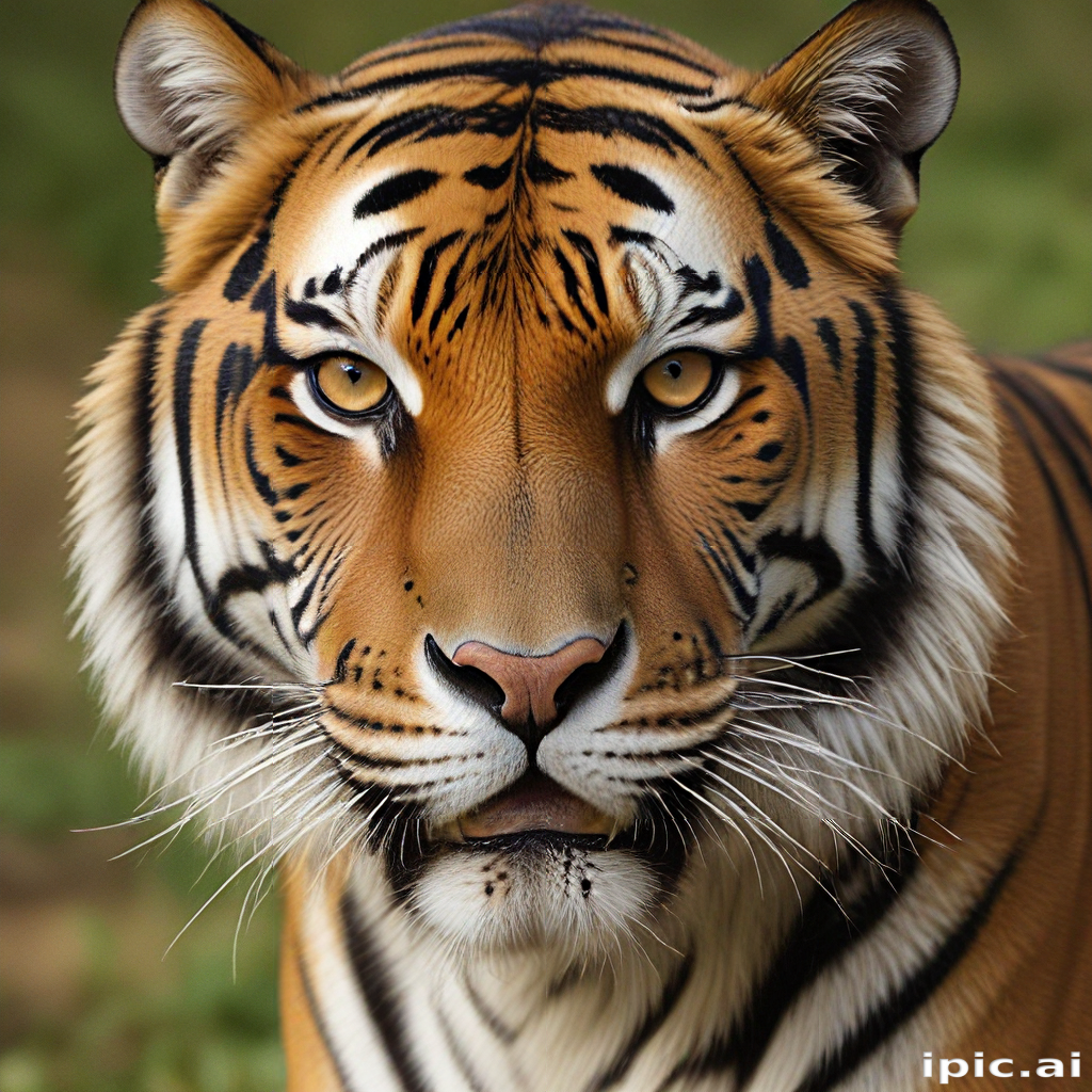 Majestic Close-Up of a Striking Tiger in Its Natural Habitat.