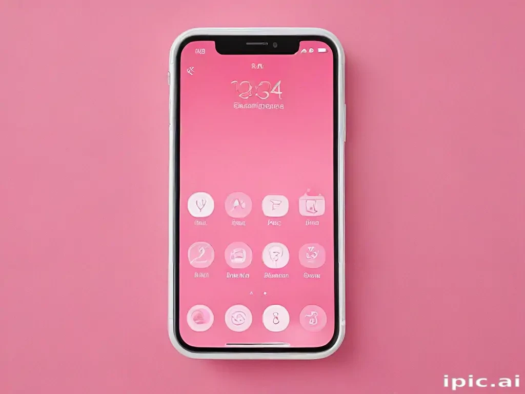 Stylish Smartphone Displaying a Soft Pink Theme with Various App Icons