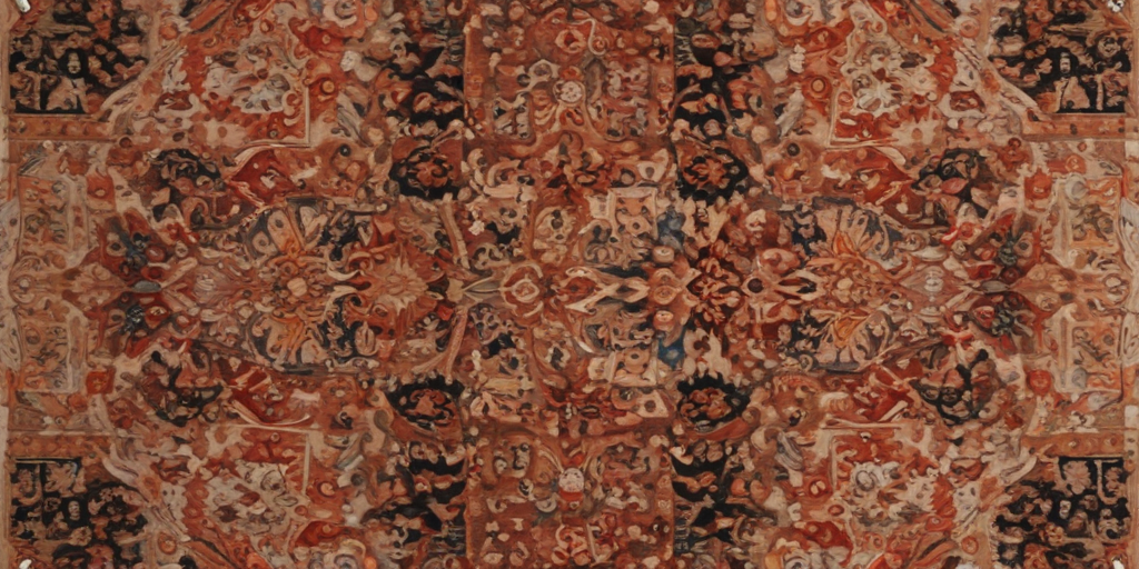 Intricate Tapestry Design Featuring Vibrant Colors and Detailed Historical Patterns.