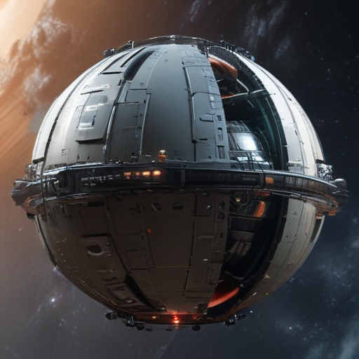 sci-fi sphere space station, space gas, exterior, from a distance