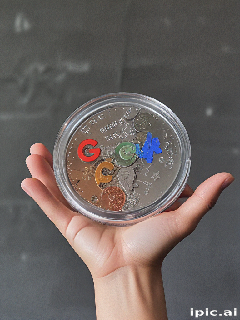 Colorful Letters Placed on a Transparent Container of Mixed Coins