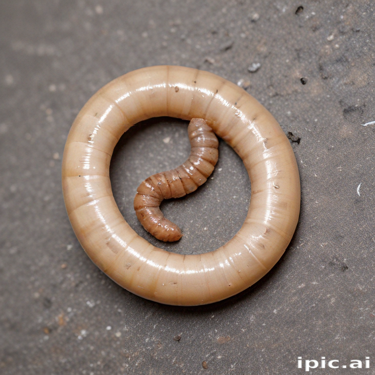 Close-Up of Two Distinct Worms on a Textured Surface in Nature