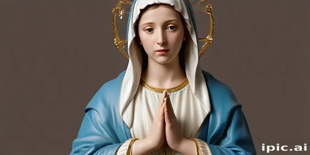 Serene Portrait of the Virgin Mary in Prayerful Contemplation and Grace