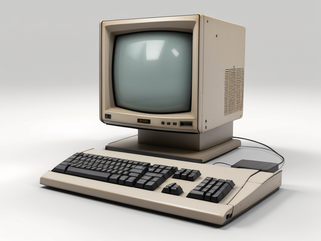 A Vintage Computer System Featuring a Classic Monitor and Keyboard Setup.