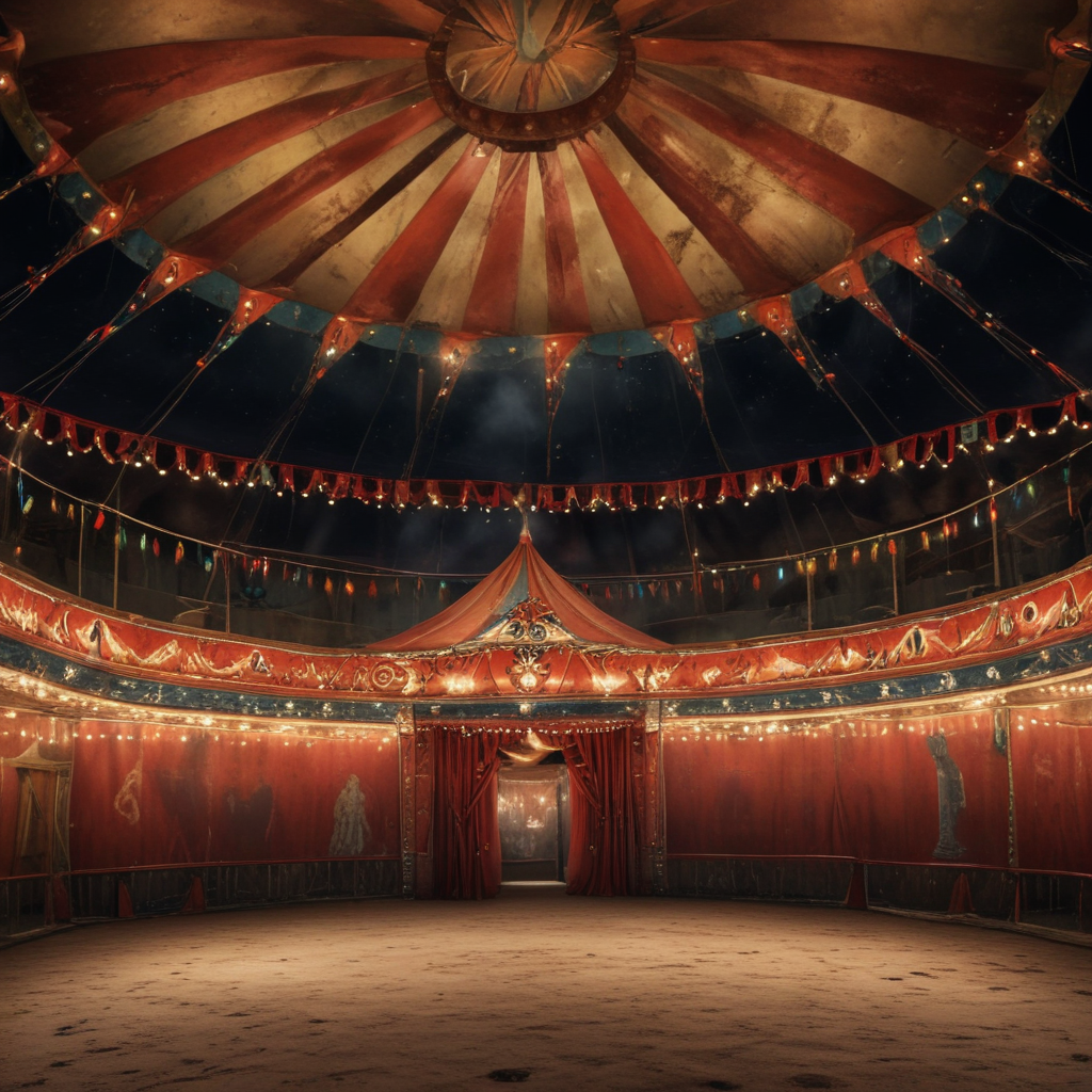 the close up inside of a circus located in atlantis lost city imagine a ...