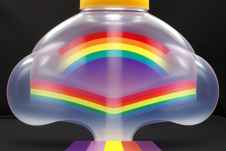 Colorful Rainbow Design on a Transparent Container with Vibrant Layers