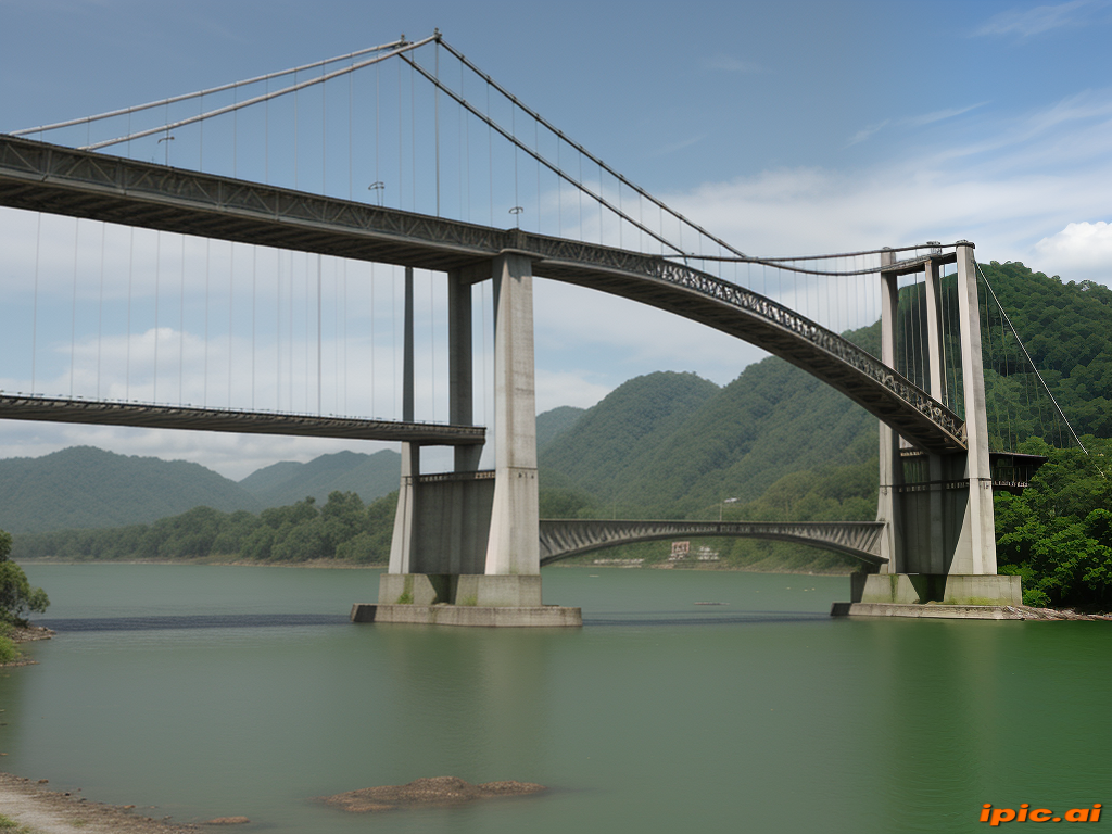 Majestic Dual Bridges Connecting Two Scenic Riverbanks Amidst Lush ...