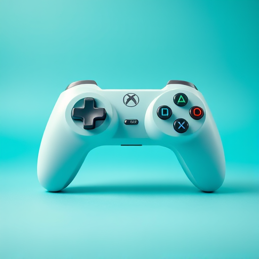 Create a high-resolution image of a stylized game controller with a ...