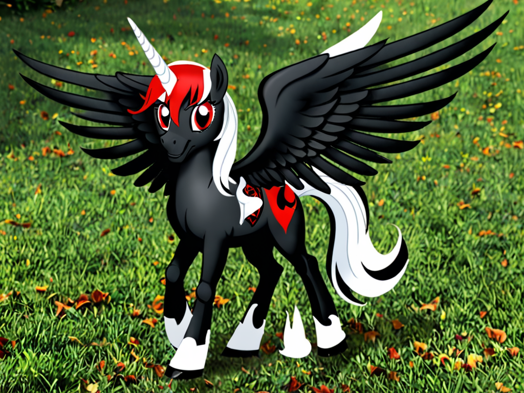 mlp g4 pony mare dark alicorn white markings on face red eyes red and ...