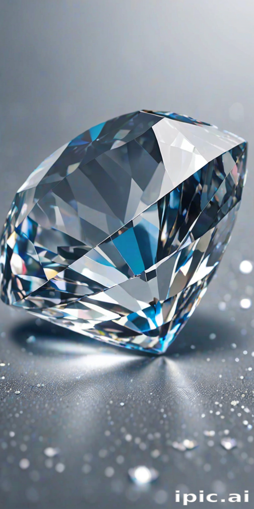 A Stunning Close-Up of a Sparkling Diamond on a Shimmering Surface