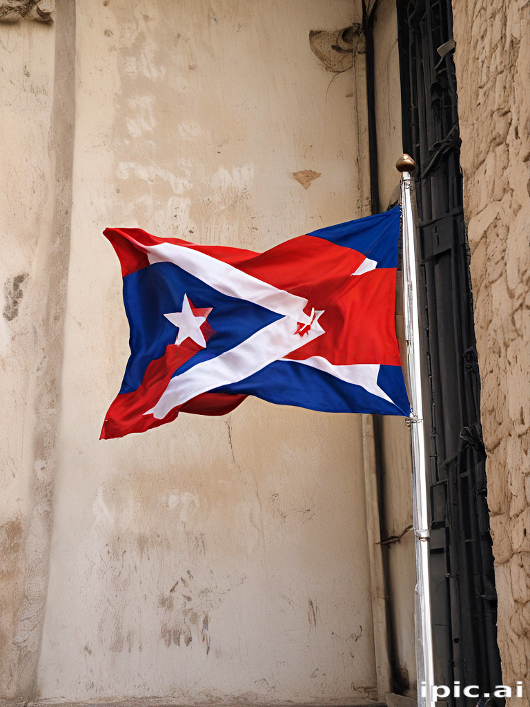 Vibrant Cuban Flag Waves Proudly Against a Historic Architectural ...