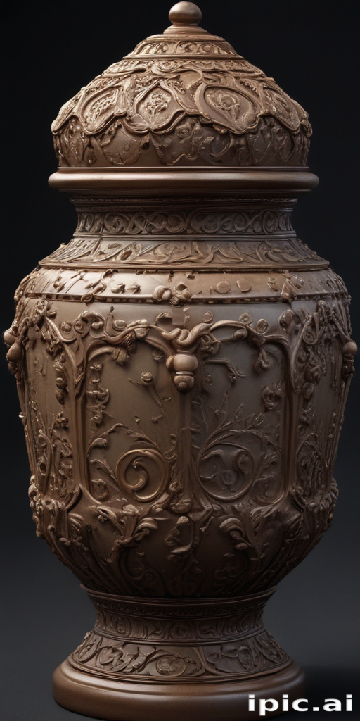 Intricately Designed Decorative Urn with Floral Patterns and Elegant Lid