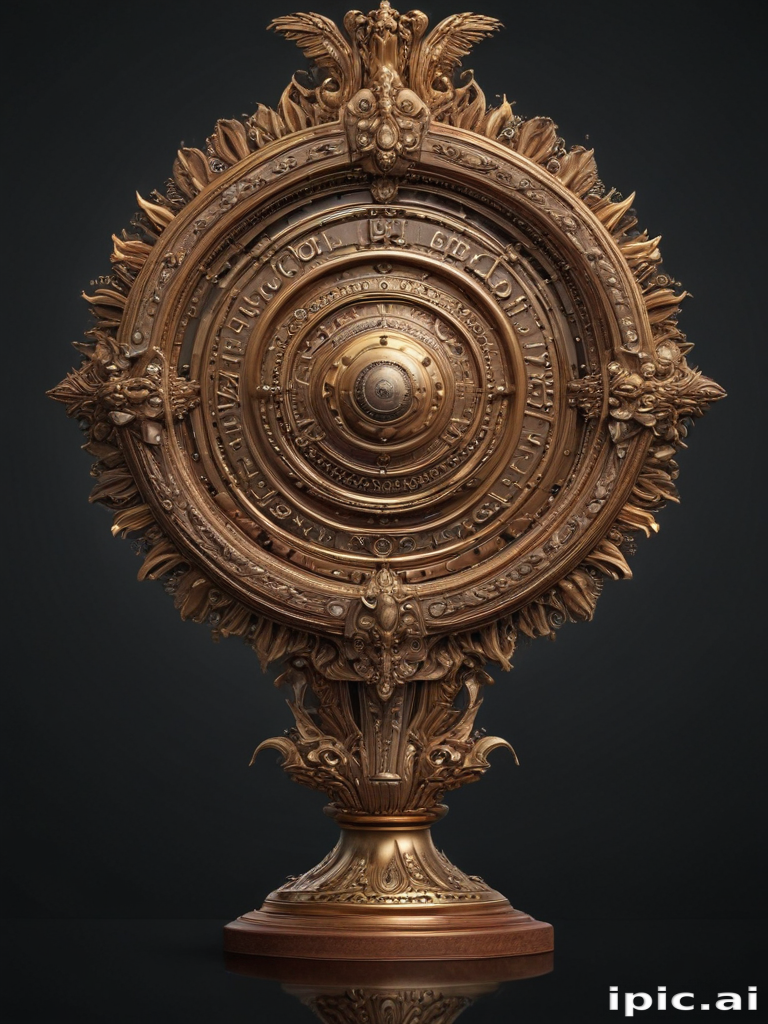 Intricately Designed Ornate Bronze Shield with Detailed Circular ...