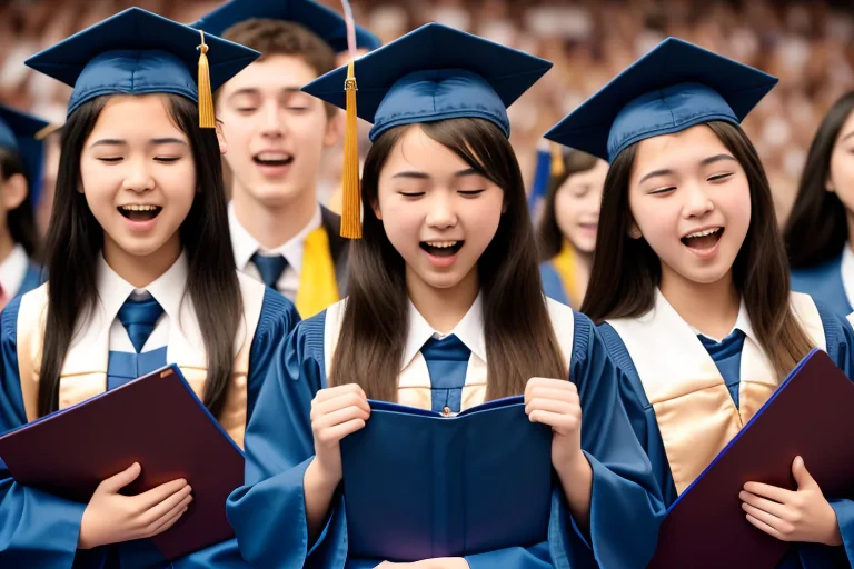 Joyful Graduation Ceremony: Students Celebrating Achievements in Caps ...