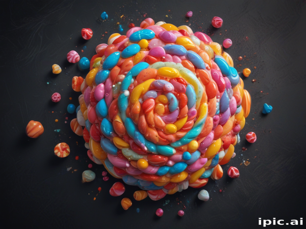 A Colorful Swirl of Candy Creating a Whimsical Sweet Treat Display