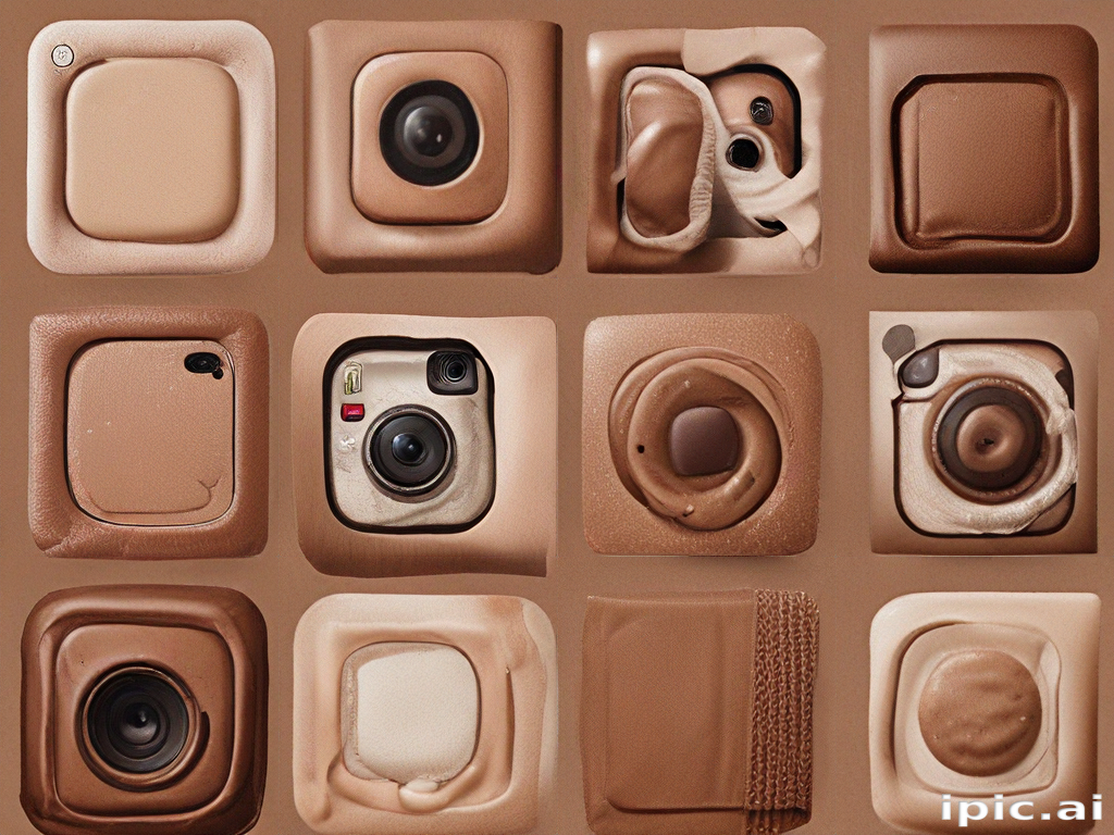 Creative Arrangement of Chocolate-Themed Camera Icons in a Fun Pattern