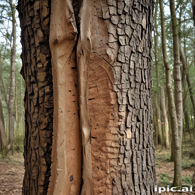 Intriguing Close-Up of Textured Tree Bark with Unique Patterns and Details