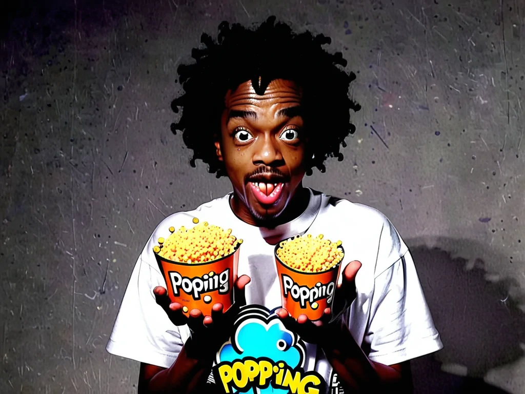 Excited Person Holding Two Large Buckets of Delicious Popping Snacks