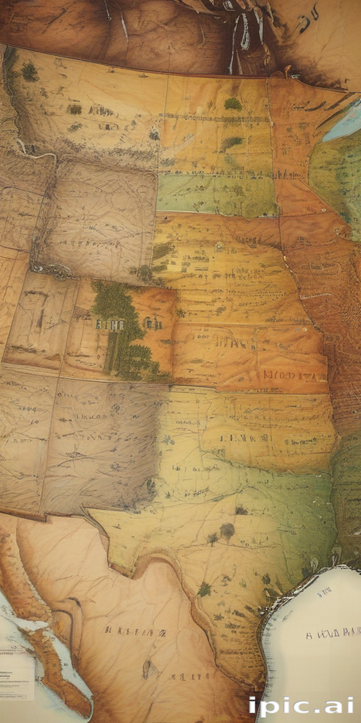 Detailed Historical Map Illustrating Texas and Surrounding Regions with ...