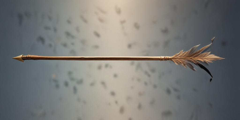 An Elegant Arrow with Feather Fletching Against a Soft Background