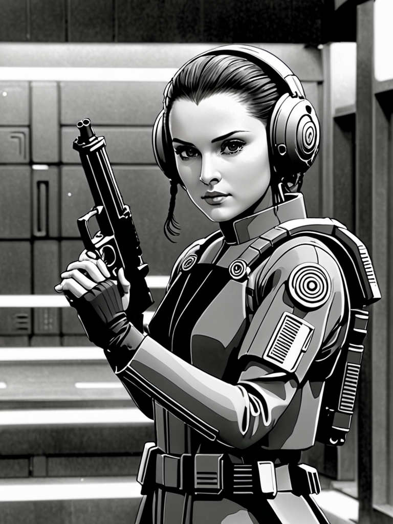 Padmé Amidala, anime, manga, 2d, ghibli, ghost in a shell, black and ...