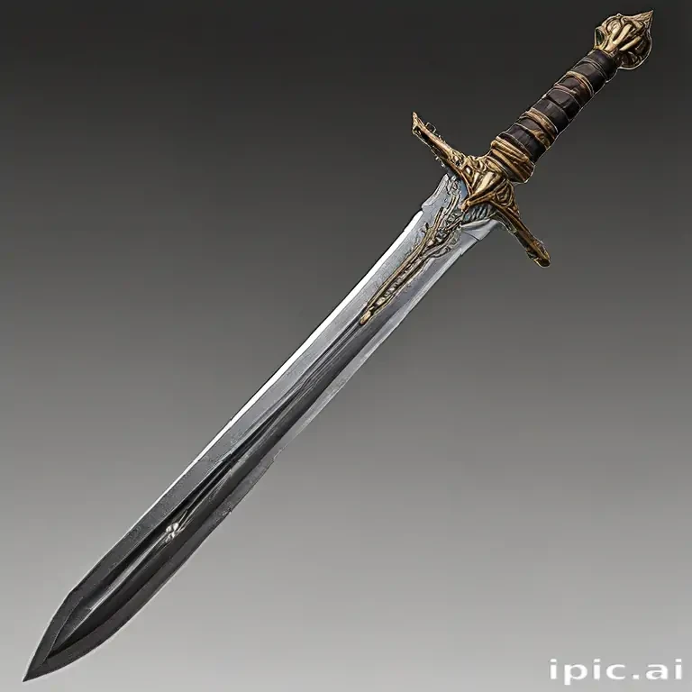 Exquisite Fantasy Sword with Intricate Design and Elegant Handle Details
