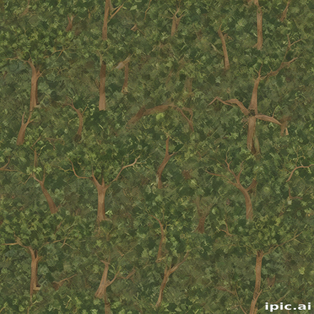 Lush Green Forest Canopy with Dense Foliage and Towering Trees Above