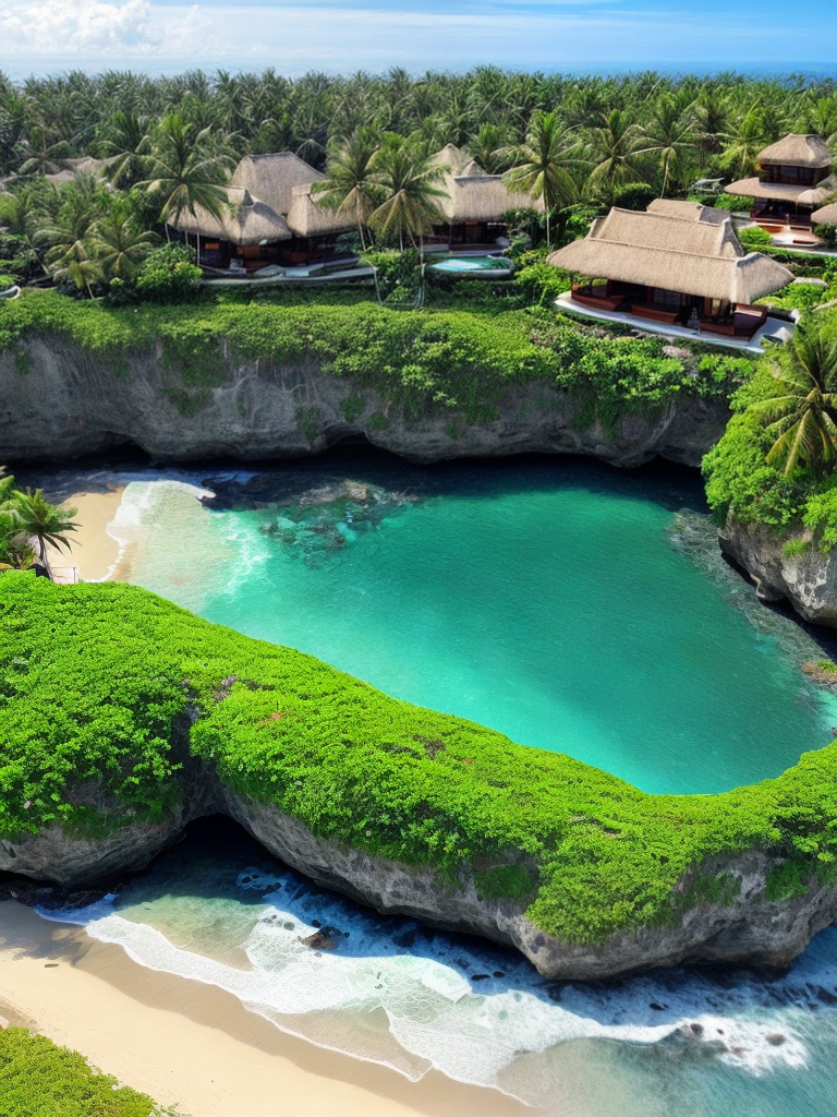 a realistic view o villas in bali with beach