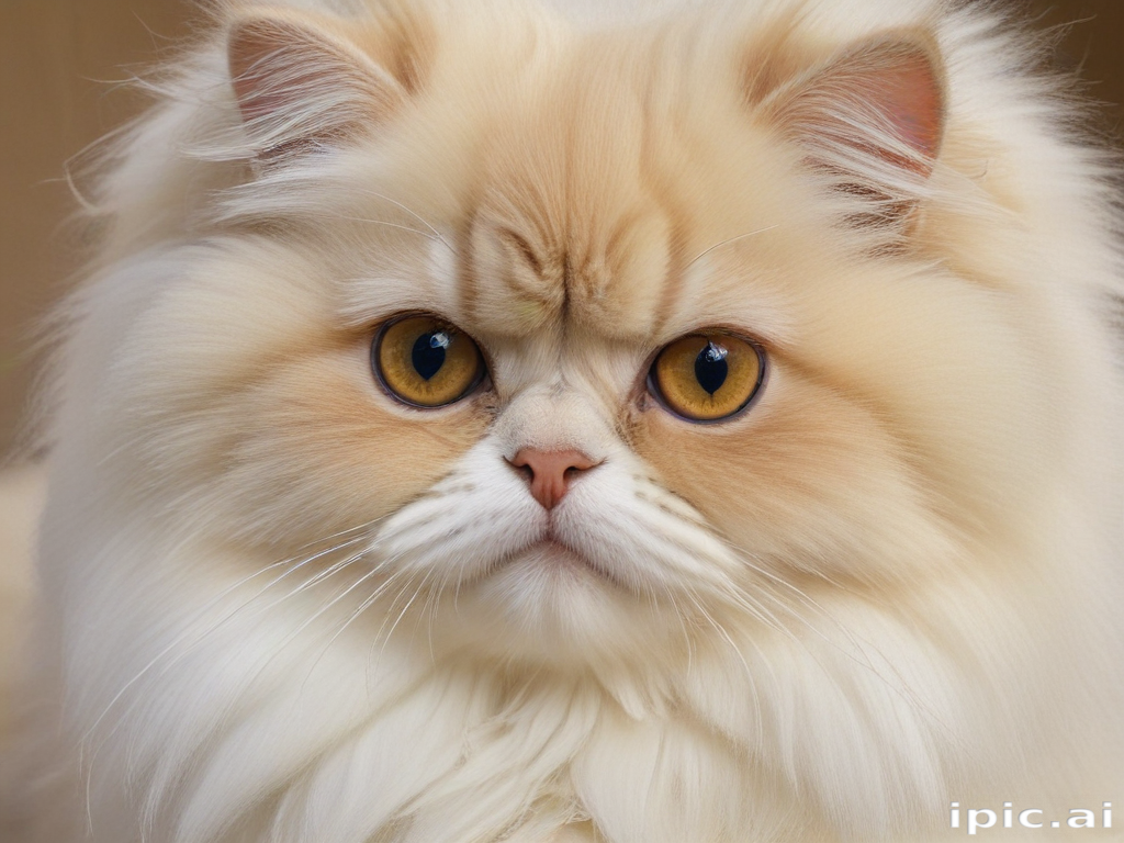 Fluffy Persian Cat with Striking Golden Eyes and Luxurious Fur