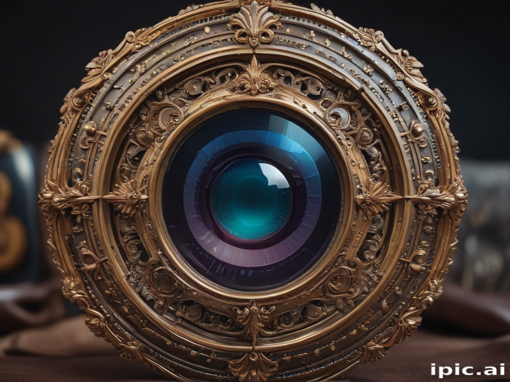 Intricately Designed Vintage Camera Lens Surrounded by Elegant ...