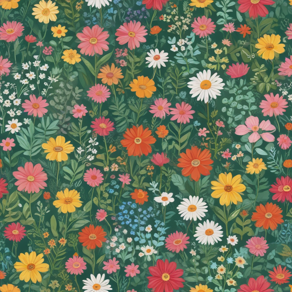 garden full of flowers cartoon