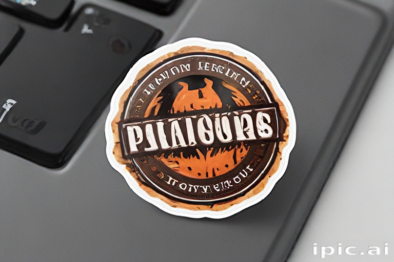 Vintage Style Logo Sticker Featuring a Bold Design on a Laptop