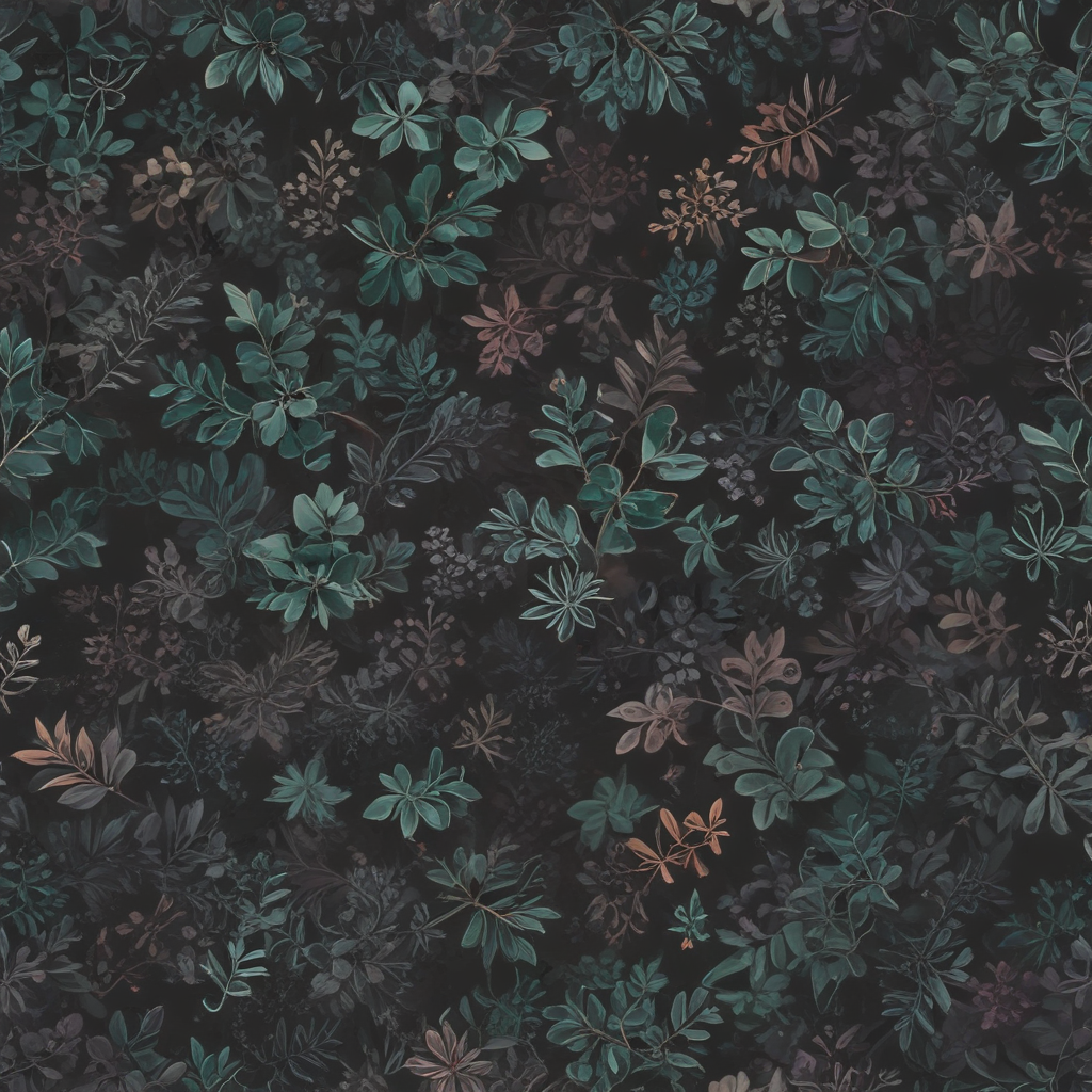 Intricate Patterns of Lush Greenery Against a Dark Background in Nature
