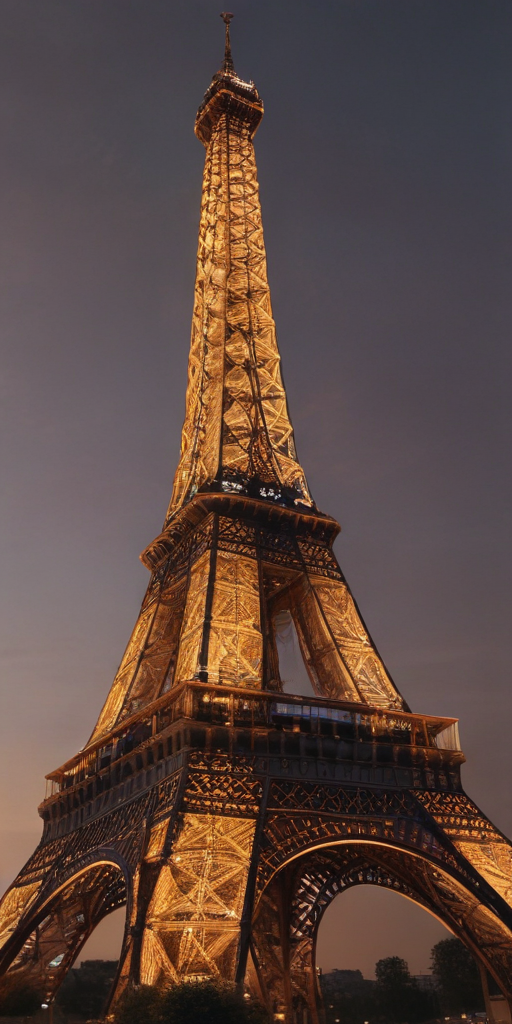 Illuminated Eiffel Tower Against a Beautiful Night Sky in Paris