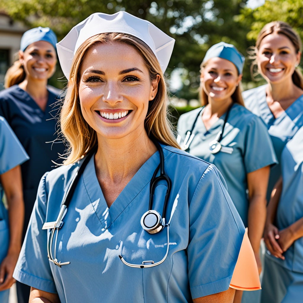 HI-RES PHOTO OF NURSES OUTSIDE smiling