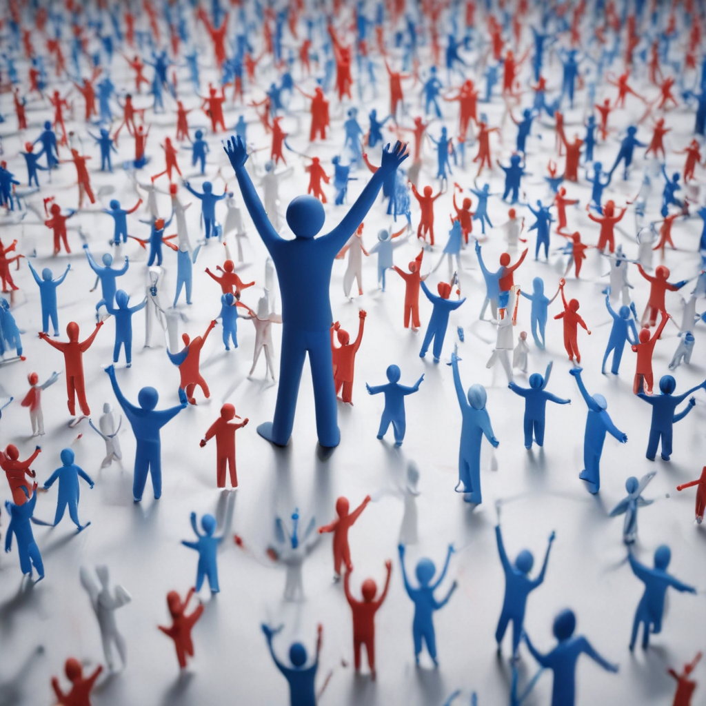 make a picture in which many stick figures are raising there hand in a ...