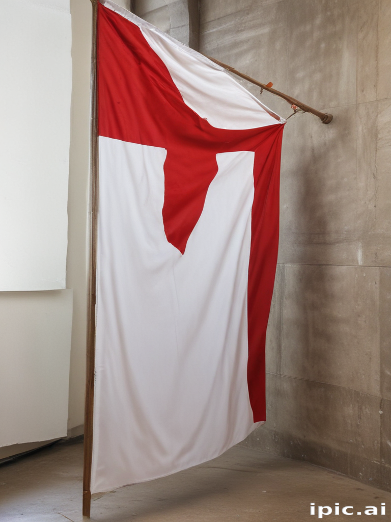 A Bold Red and White Flag Displaying a Distinctive Cross Design.